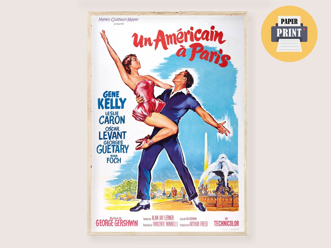 An American in Paris Movie 1951 Poster - Retro Musical Film Poster ...