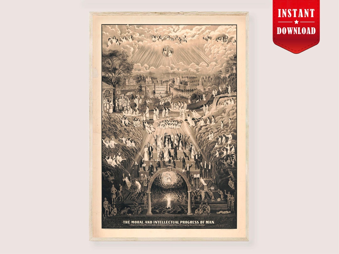 Moral Path Map Vintage Poster Download - Vintage Biblical Art Print ...