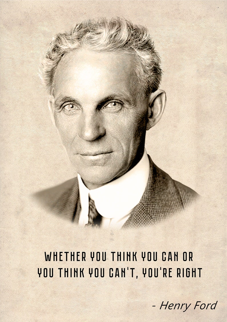 Henry Ford Art Print Henry Ford Quote Poster, Henry Ford Portrait Quote ...