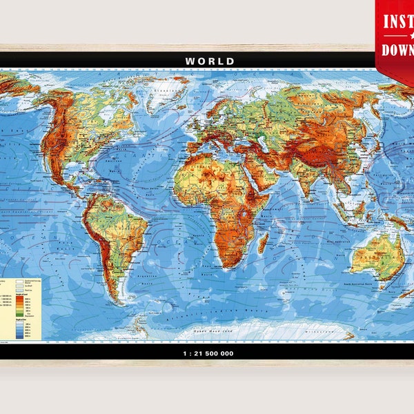 Large Printable World Map for Nursery - Etsy