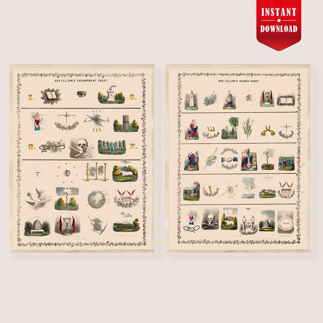 Master Mason's Charts Odd Fellows Fraternal Art Prints: Masonic History ...