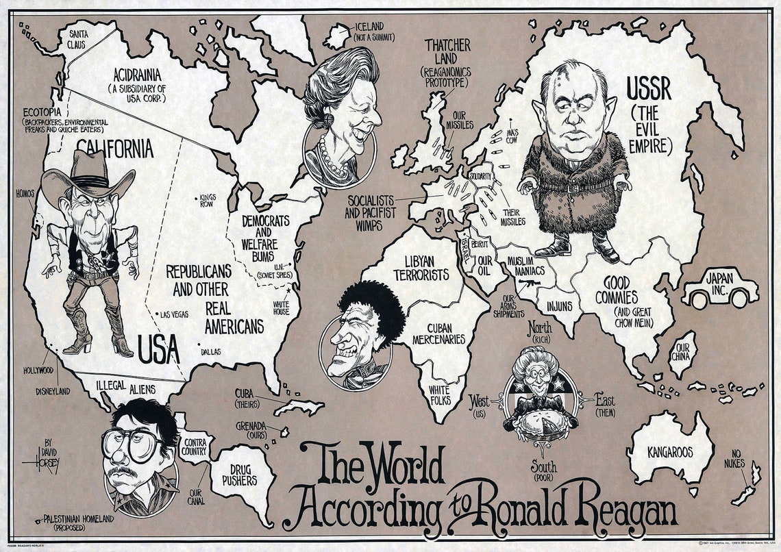 Funny World Map Ronald Reagan Poster Retro Political Poster - Etsy