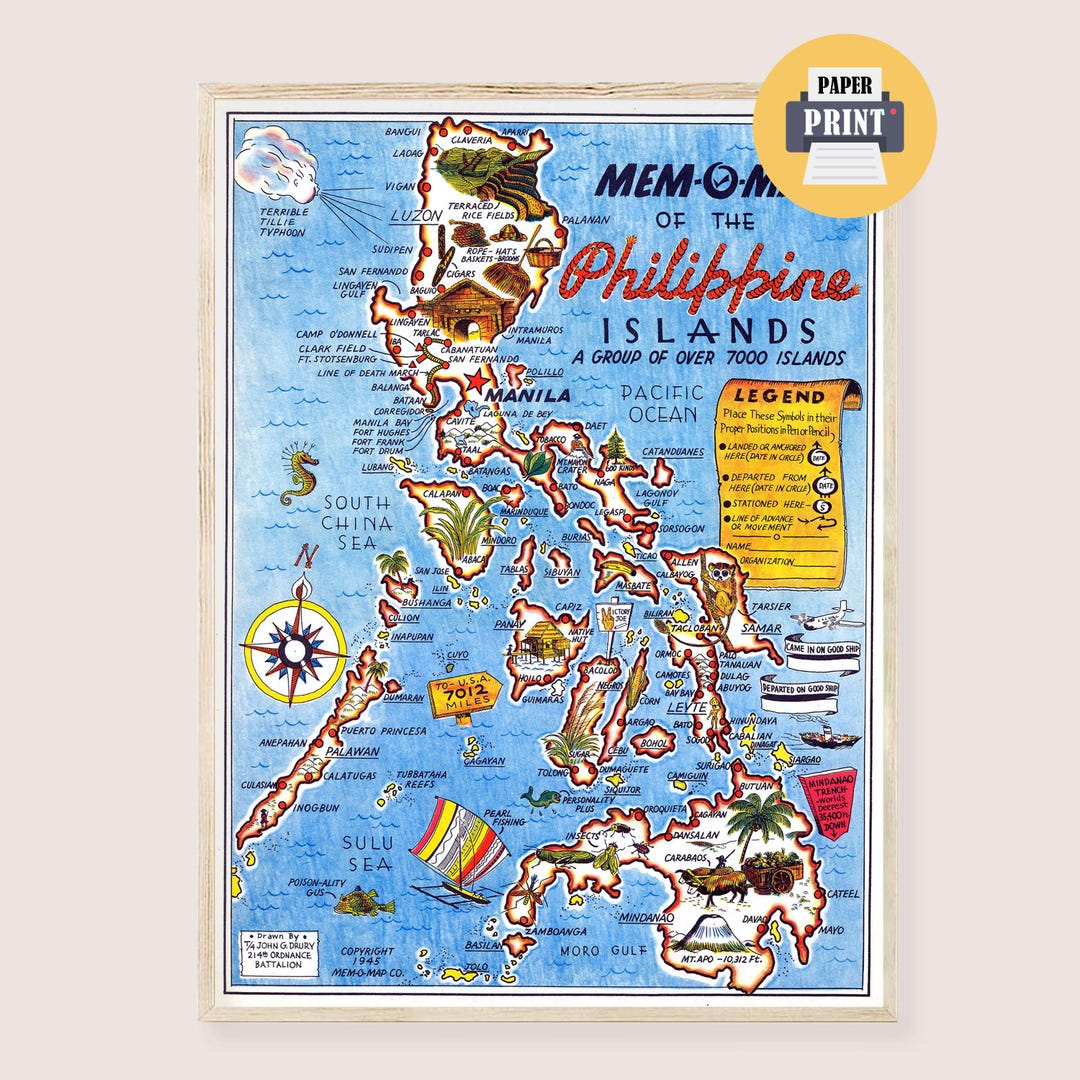Philippines Map Art Poster - Pictorial Map Philippines Map Print ...