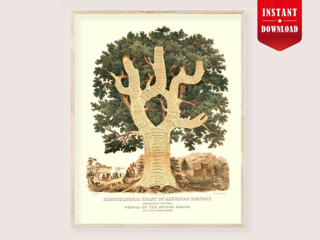 American History Poster USA Chronological Chart - Illustrated Art US ...