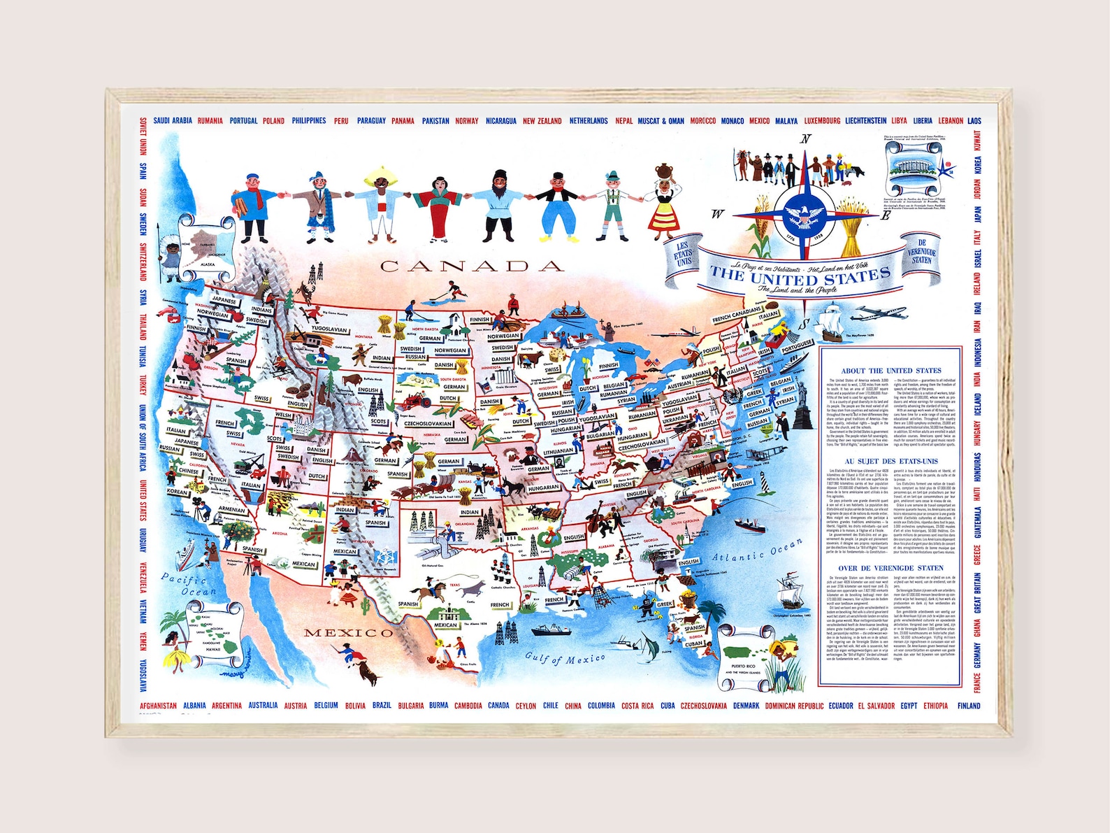 Educational Map United States Land People Printable - American Nations ...