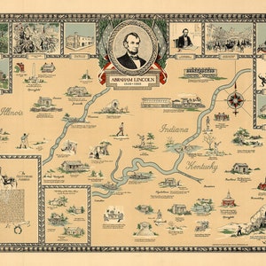 Abraham Lincoln Historic Map Download - Historic Lincoln Map Indiana ...