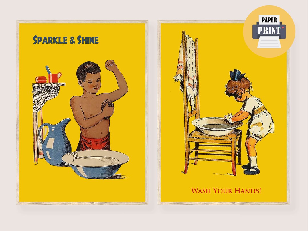 Midcentury Bathroom Art Prints Vintage Bath Posters, Retro Bath Soap ...