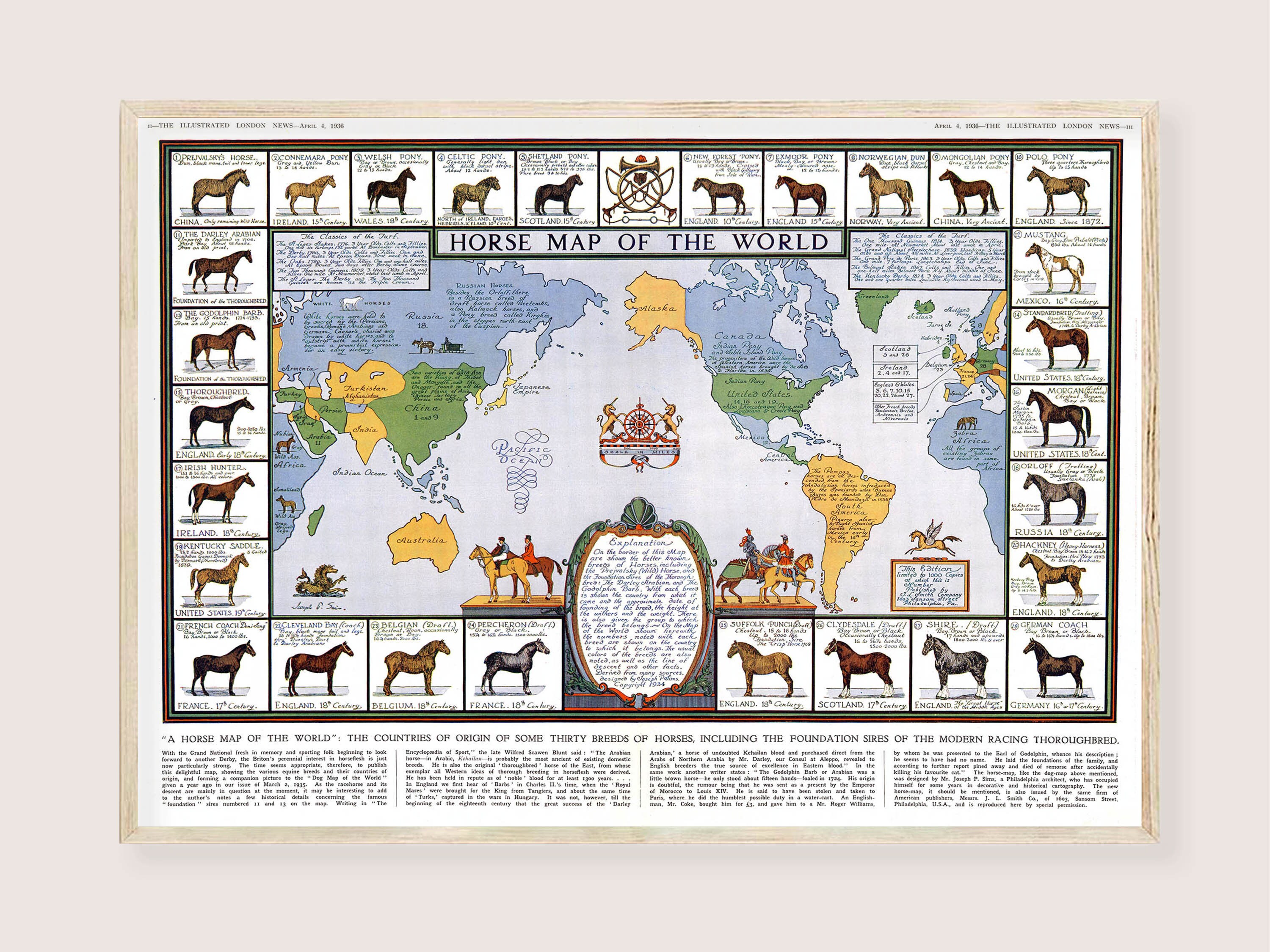 Horses of All Nations Map Digital - Illustrated Horses Map of the World ...