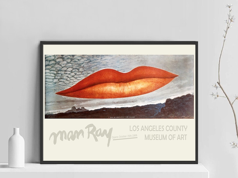 Man Ray Poster Lips Art Print Digital - Retro Man Ray Lips Poster ...