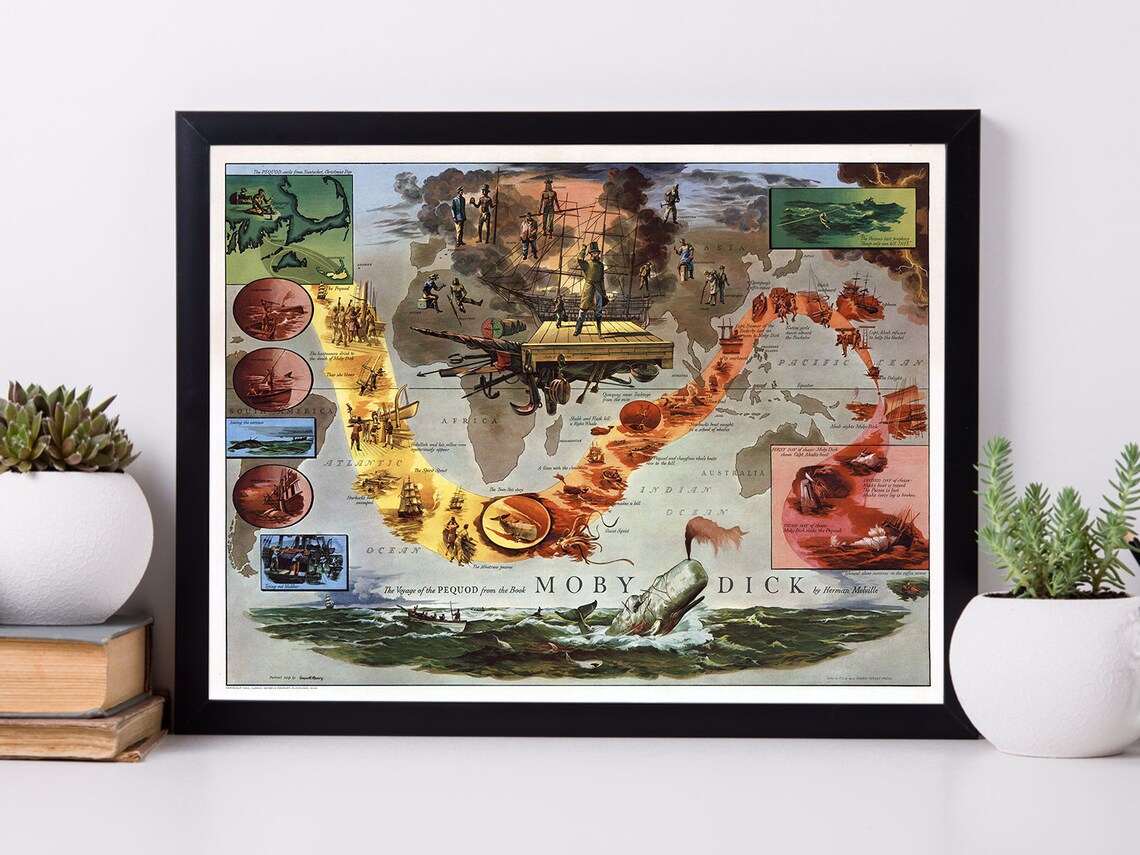 Moby Dick Art Print Fantasy Map Digital Literary Poster - Etsy