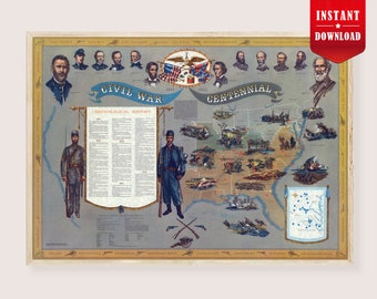 Civil War Map Poster - Etsy