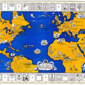 World Map of Books Download - Retro Literary Pictorial Book Map World ...
