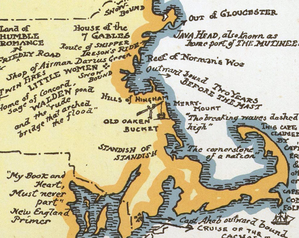 Booklovers Map of America Download Retro America Pictorial Map USA ...