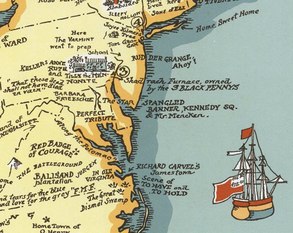 Booklovers Map of America Download Retro America Pictorial Map USA ...