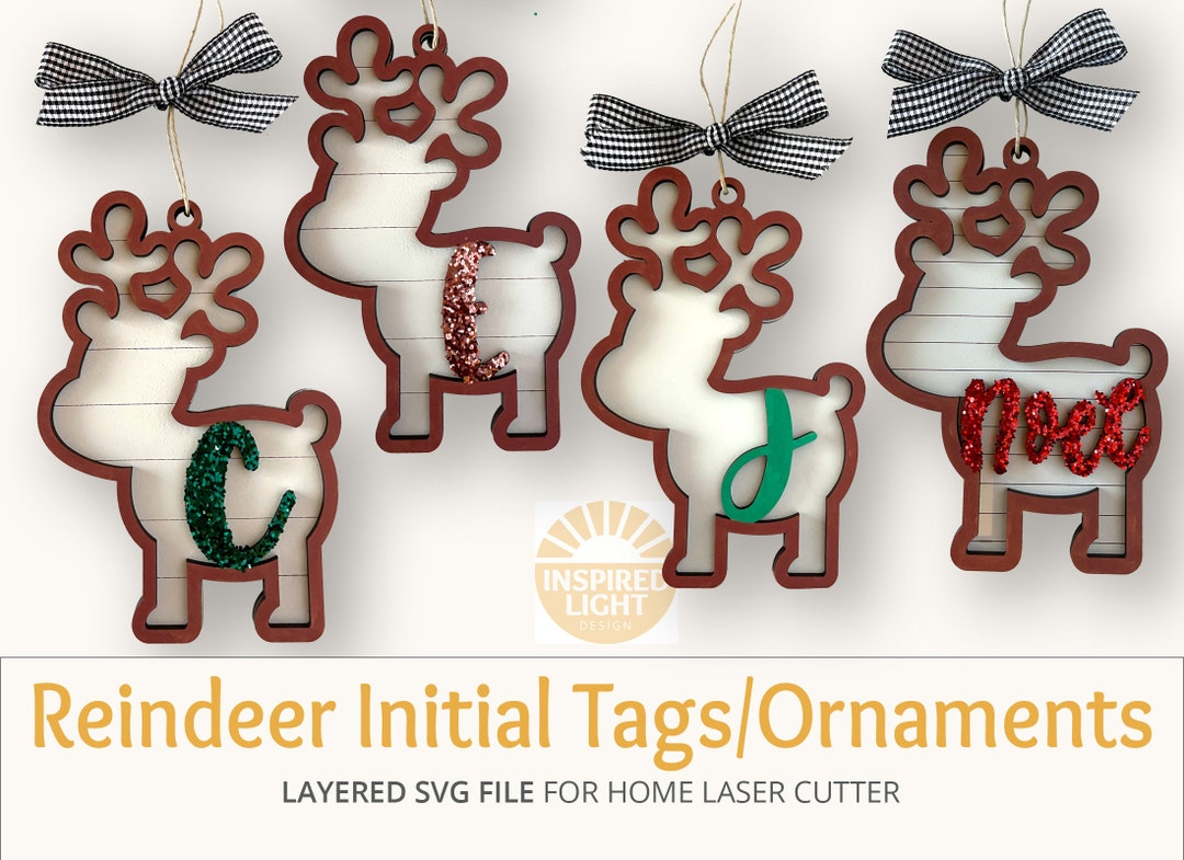 Reindeer Initial Letter Tags/ornament SVG, Holiday Themed Words ...