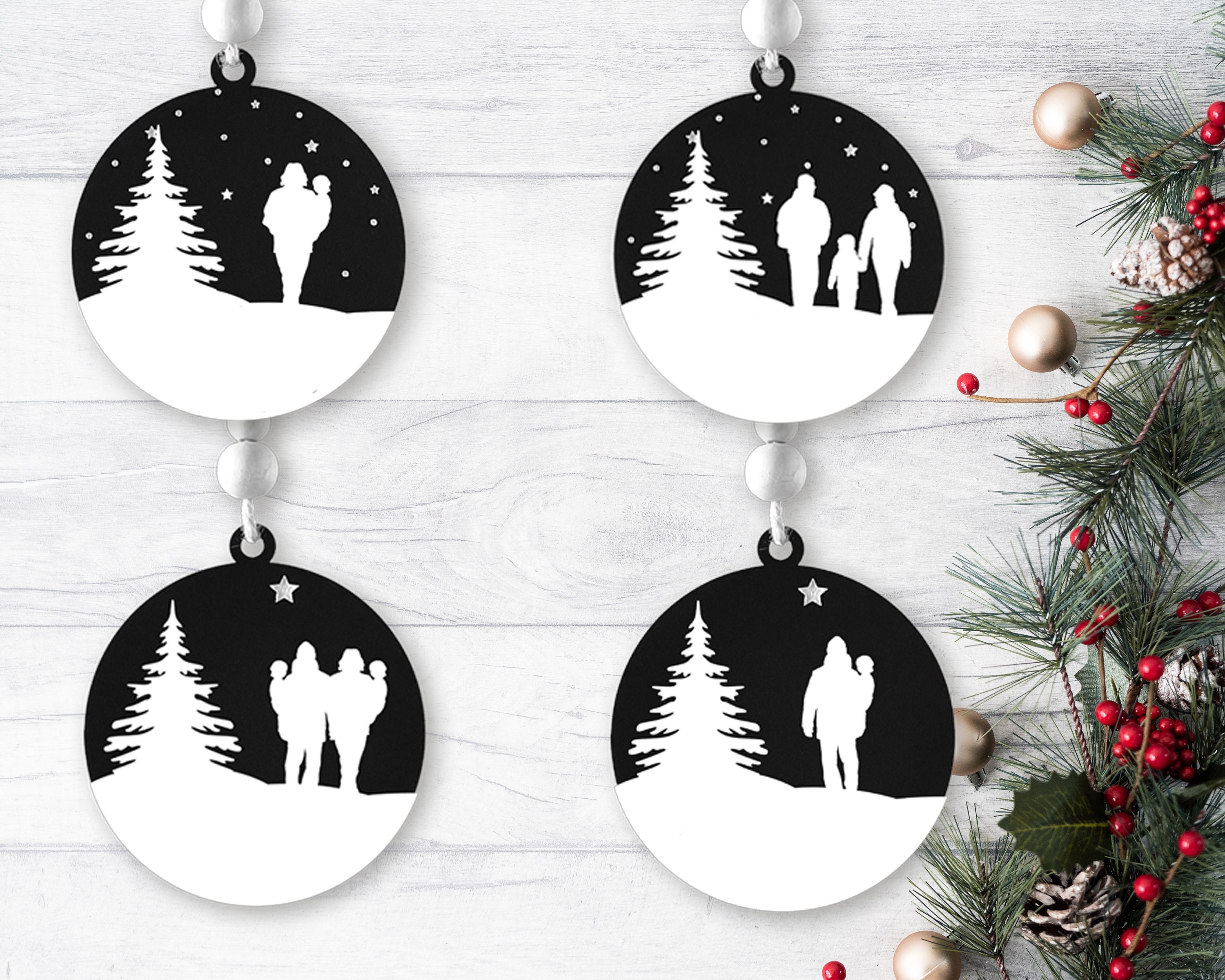 Family Silhouette Ornament SVG Bundle With Multiple Family - Etsy