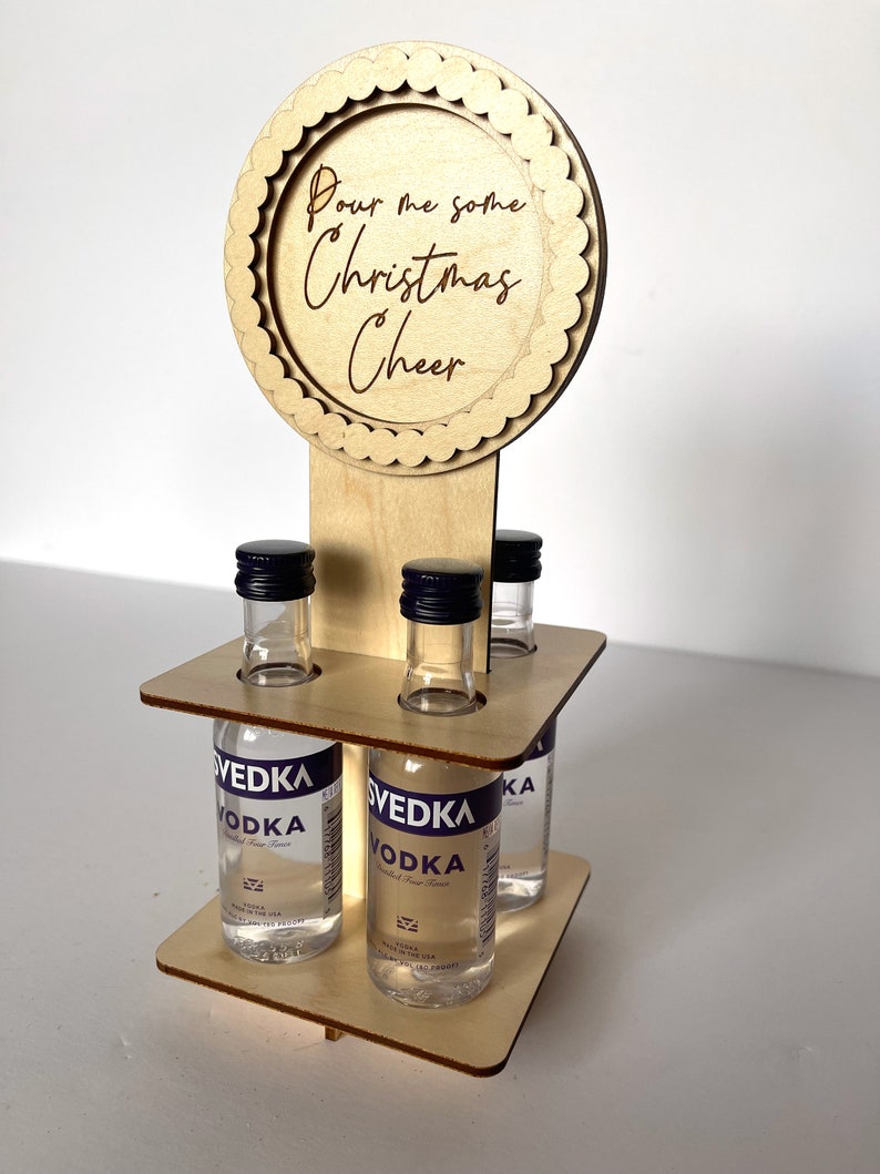 Holiday Mini Liquor Bottle Gift Holder SVG File, Interchangeable Circle ...