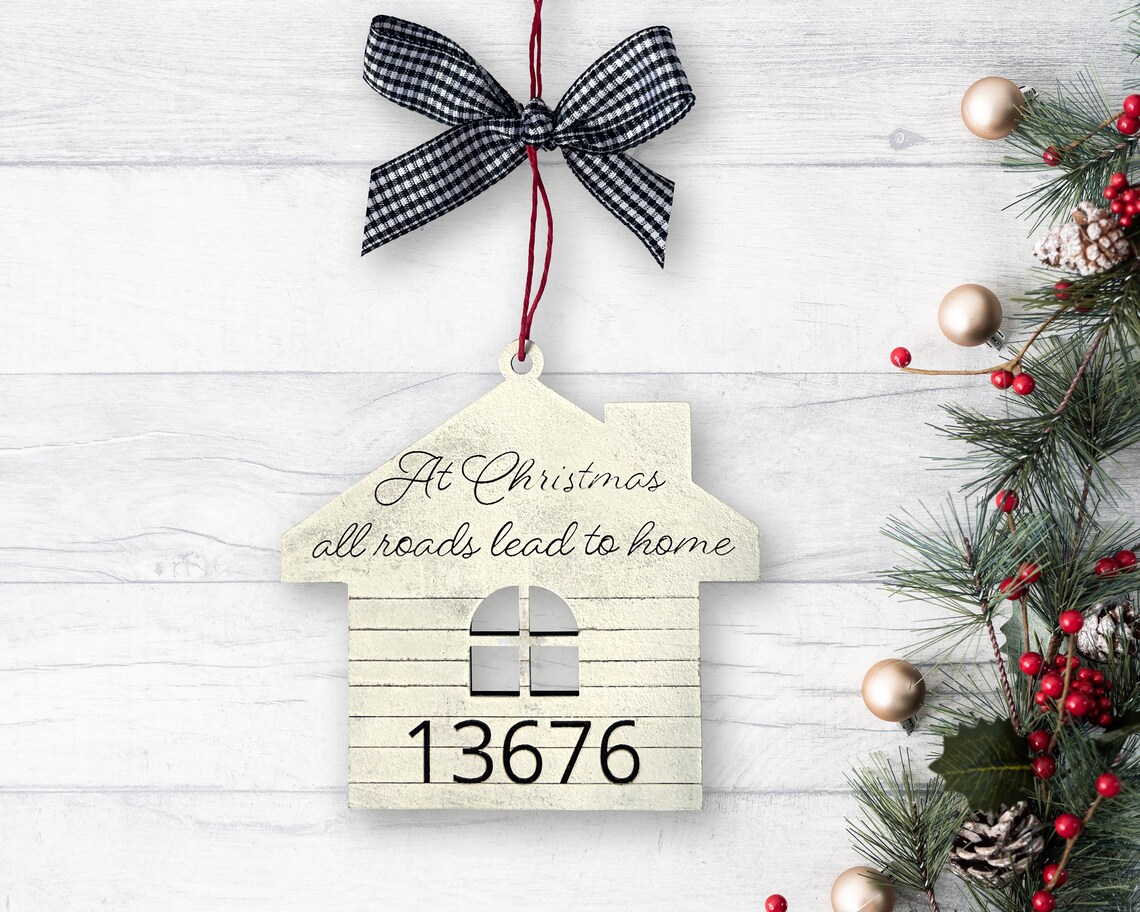 Zip Code House Christmas Ornament SVG Bundle All Hearts Come - Etsy
