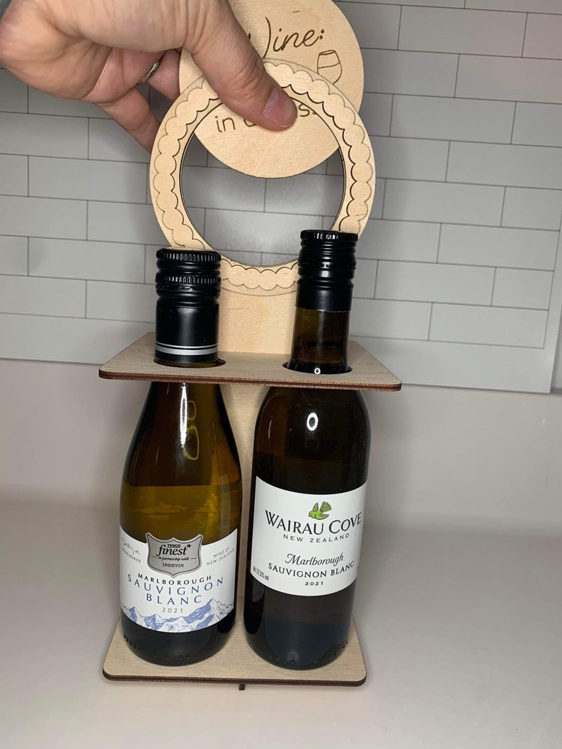 Mini Wine Bottles Gift Holder SVG File, Interchangeable Circle Disc ...