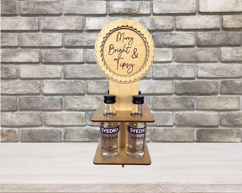 Holiday Mini Liquor Bottle Gift Holder SVG File, Interchangeable Circle ...