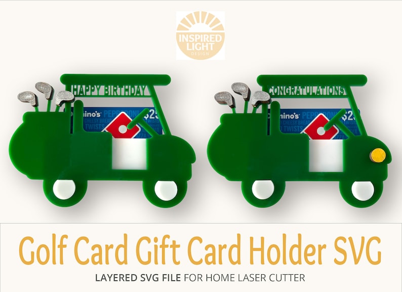 Golf Cart Gift Card Holder SVG Card Set of 2 Bundle - Etsy