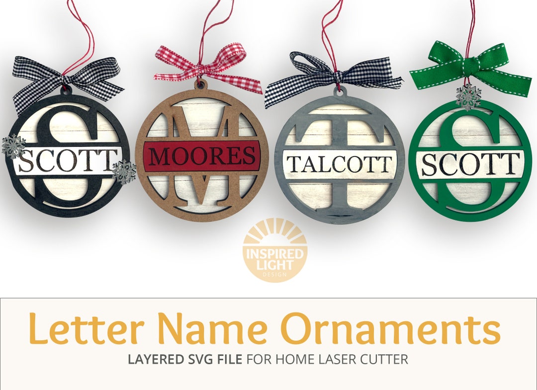 Last Name Initial Letter Ornament SVG, Christmas Ornaments Personalized ...