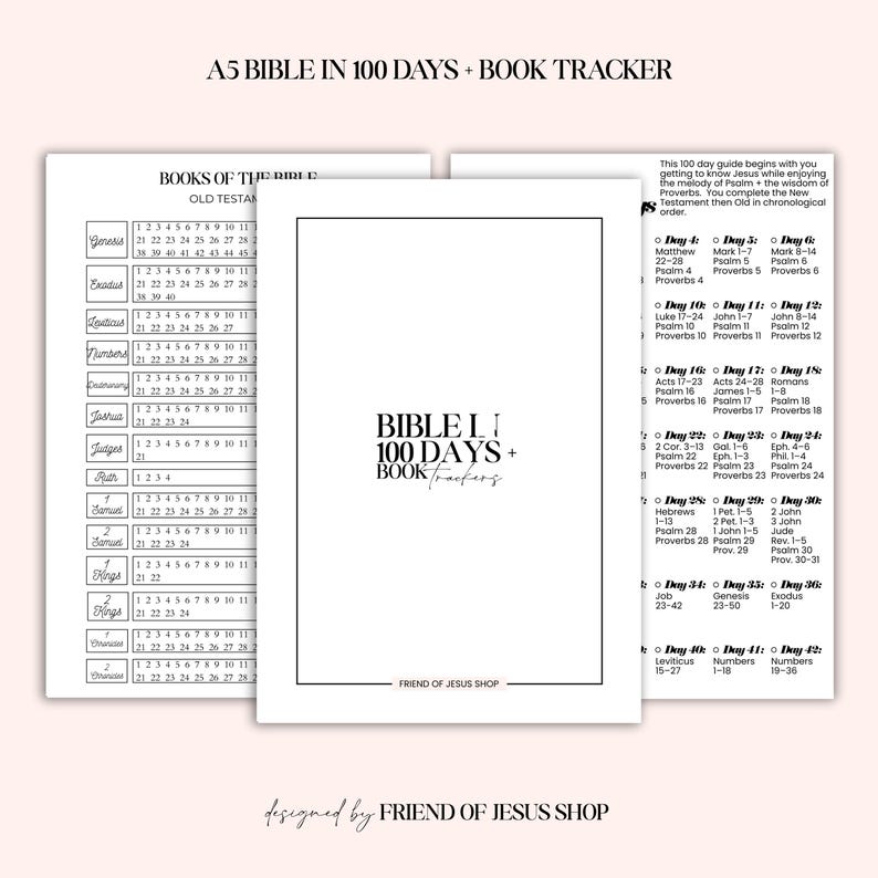 100-day Bible Reading Plan: Books of the Bible Tracker (PDF A5 Insert ...