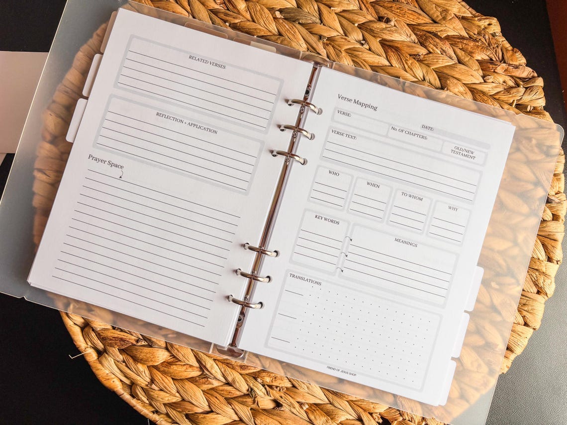 Faith-based Bible Study Binder: Verse Mapping, Character Study (A5 ...