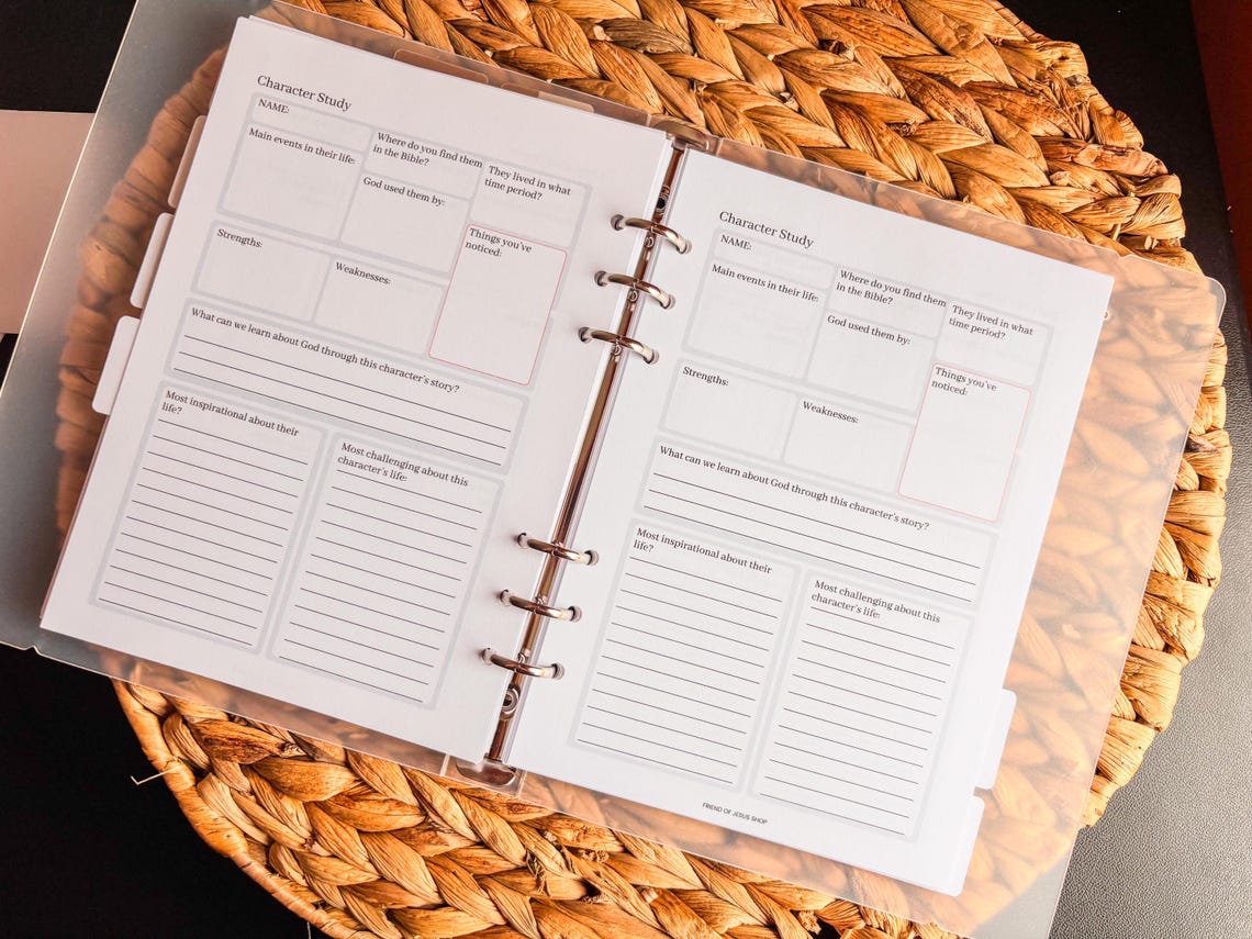 Faith-based Bible Study Binder: Verse Mapping, Character Study (A5 ...