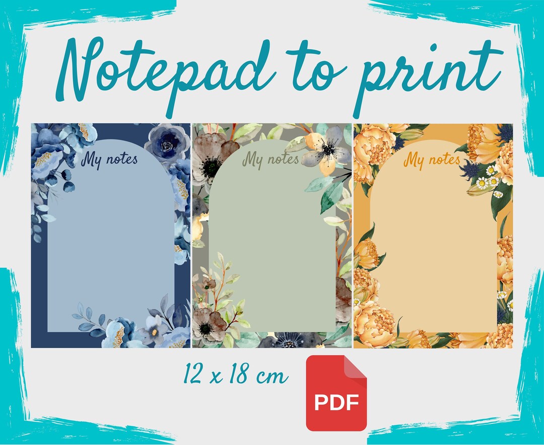 Printable Notepad Vintage Memo Pad Notepad Planner - Etsy