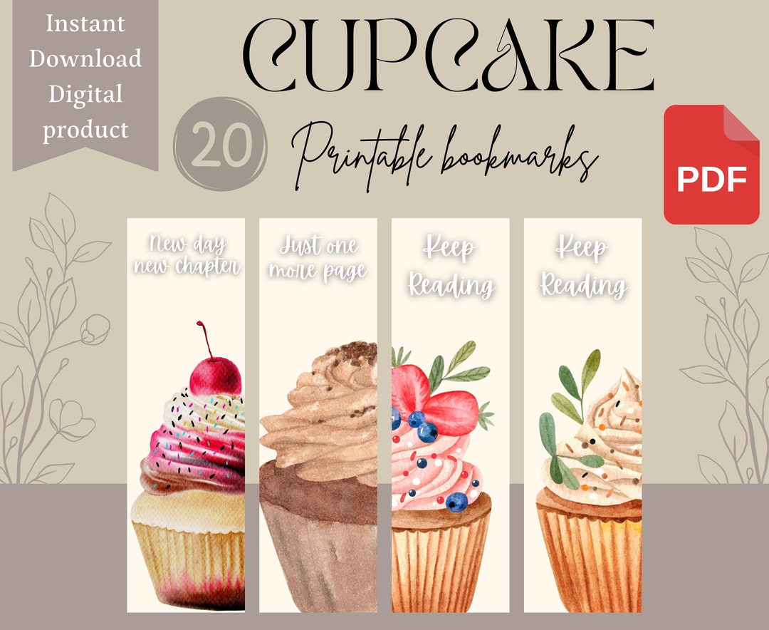 20 Cupcake Bookmarks Printable Bookmarks - Etsy