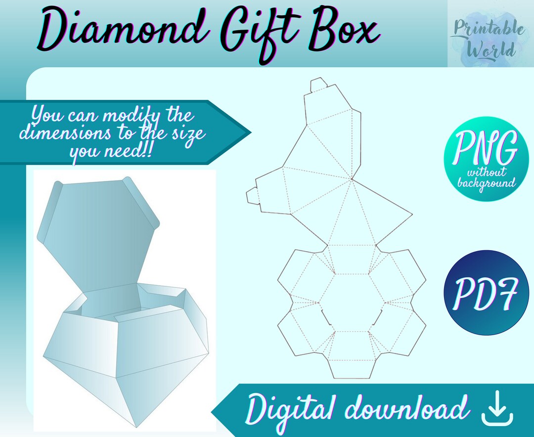 Diamond Gift Box Template, Candy Box Template, Printable PDF Template ...