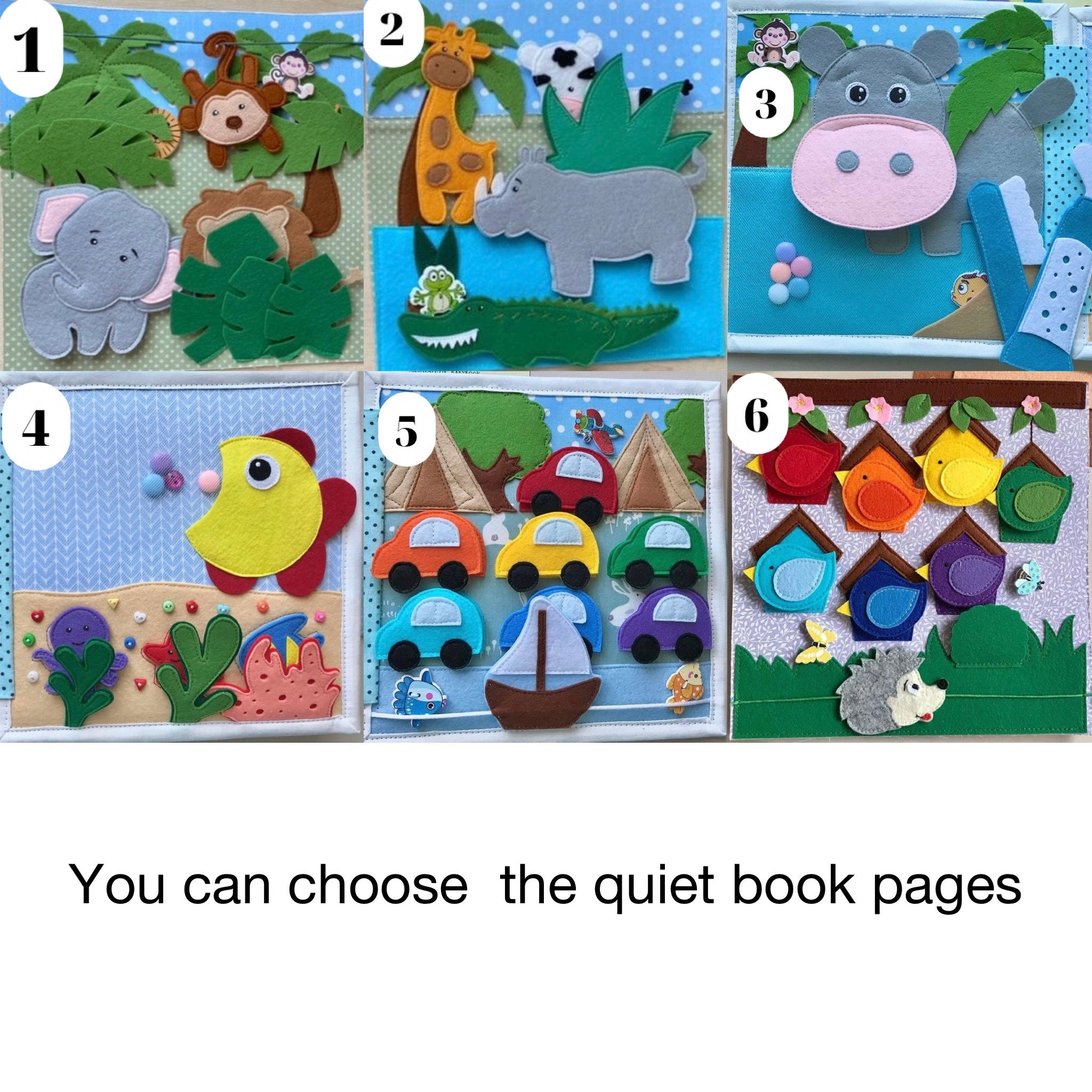 Personalized Quiet Book, Felt Jungle, Felt Quiet Book, Travel Book ...