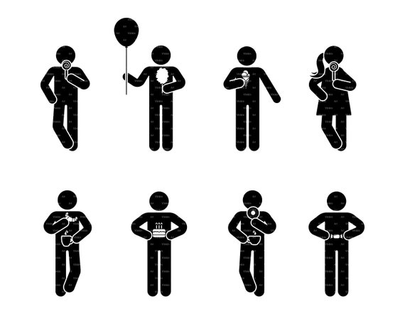 Stick Figure Man Eating Sweets Food Candy Sugar Cotton Ice - Etsy