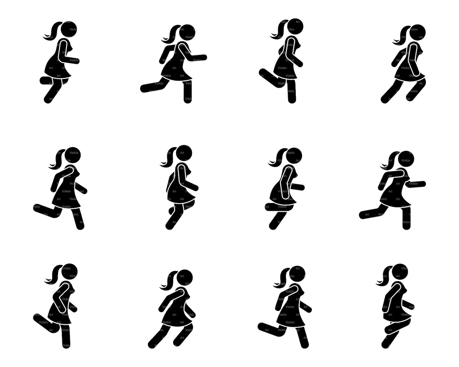 Running Stick Figure Woman Person People Move Walk Girl Run Sequence ...