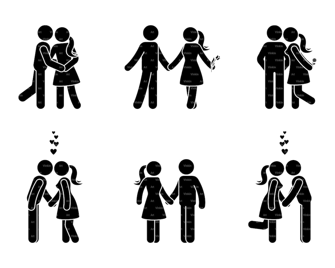 Stick Figure Boyfriend Girlfriend in Love Valentine Couple Clip Art ...