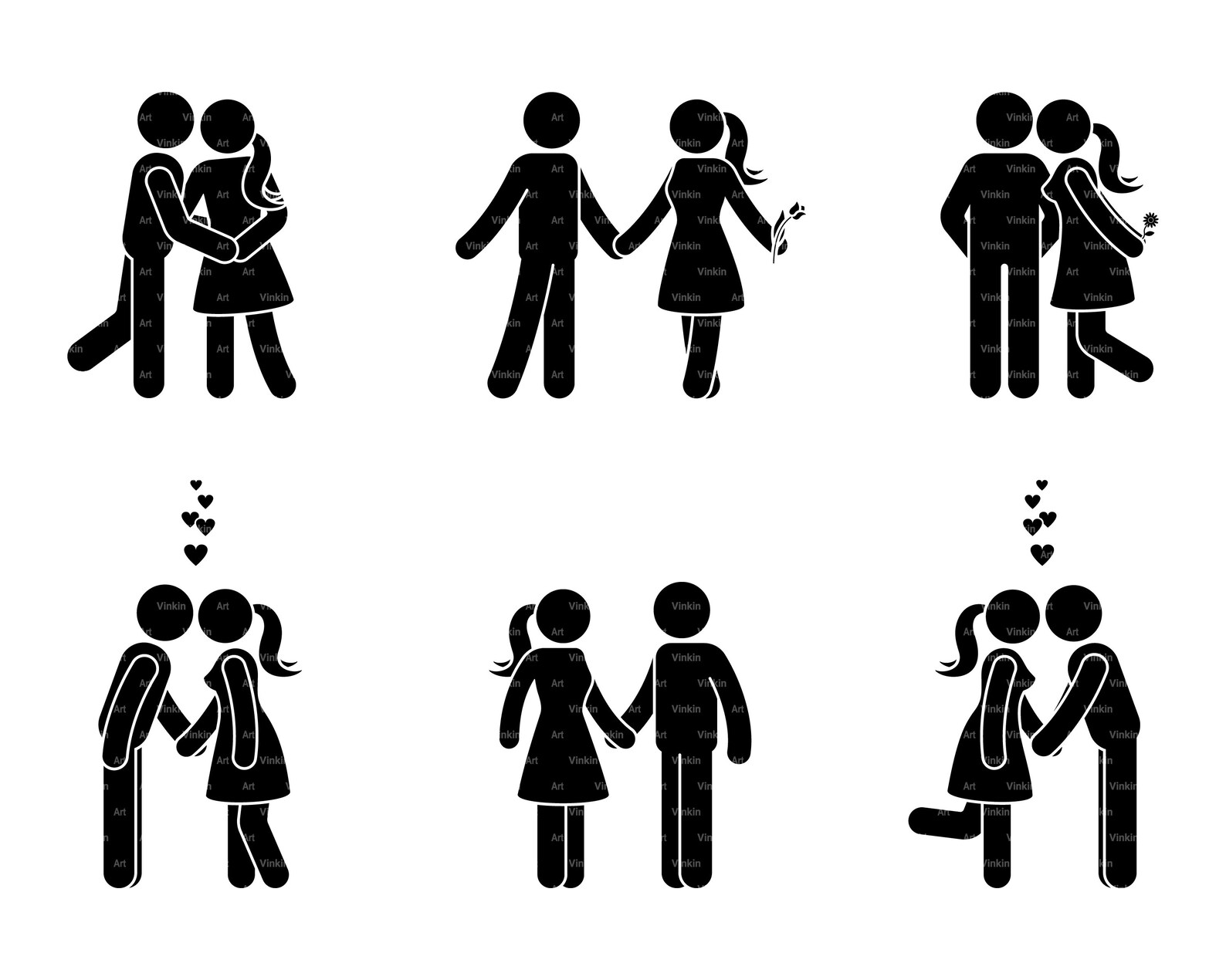 Stick Figure Boyfriend Girlfriend in Love Valentine Couple Clip Art ...