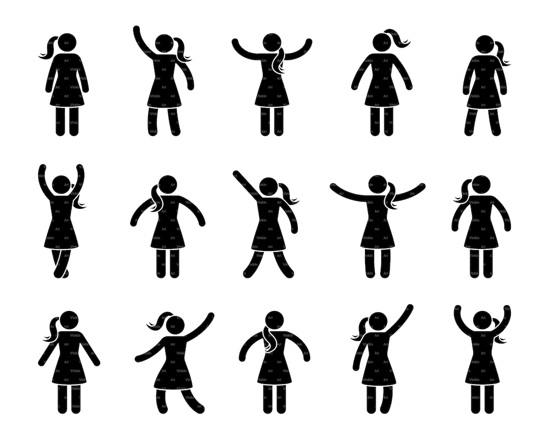 Basic Standing Poses Stick Figure Woman Female Lady Girl Person People ...