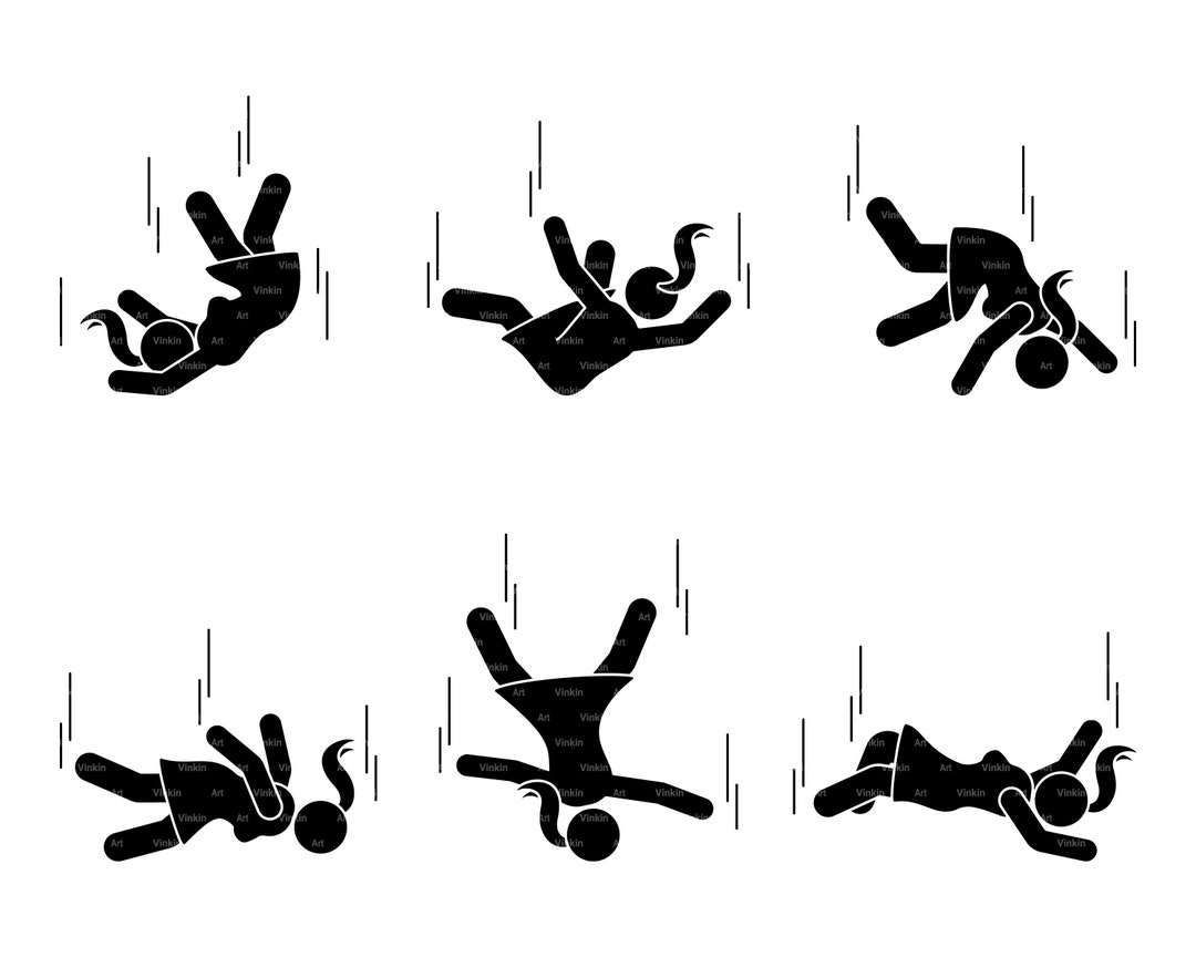 Falling Flying Stick Figure Woman Female Man People Person Fall Down ...