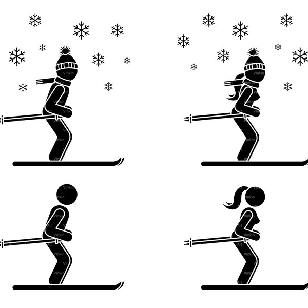 Skier Stick Figure - Etsy