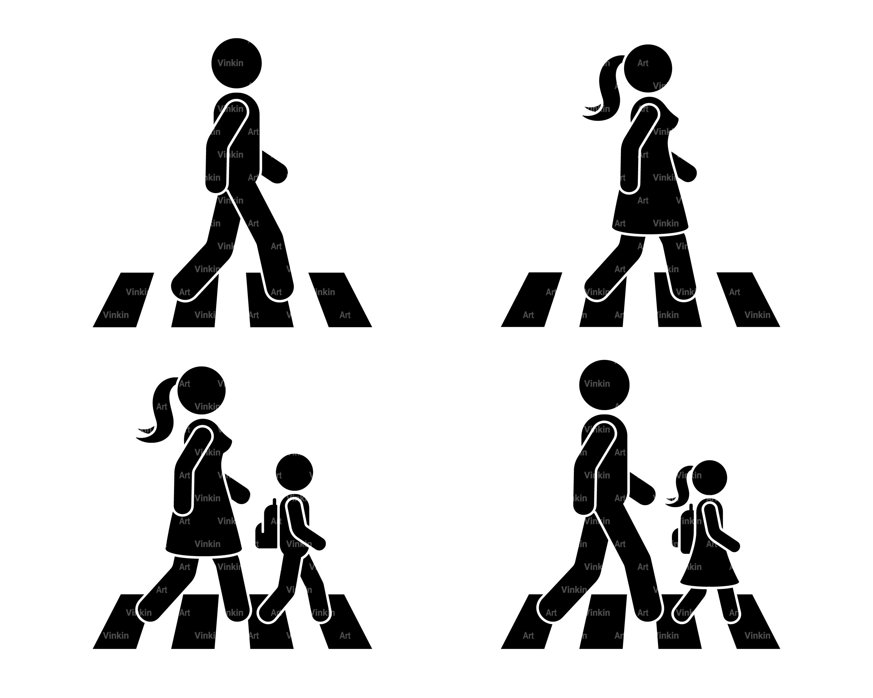 Crosswalk Sign Symbol Stick Figure School Boy Girl Walking Pedestrian ...