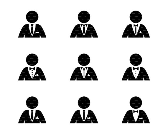 Stick Figure Man Wear Suit Tuxedo Collar Shirt Bow Tie Pocket - Etsy