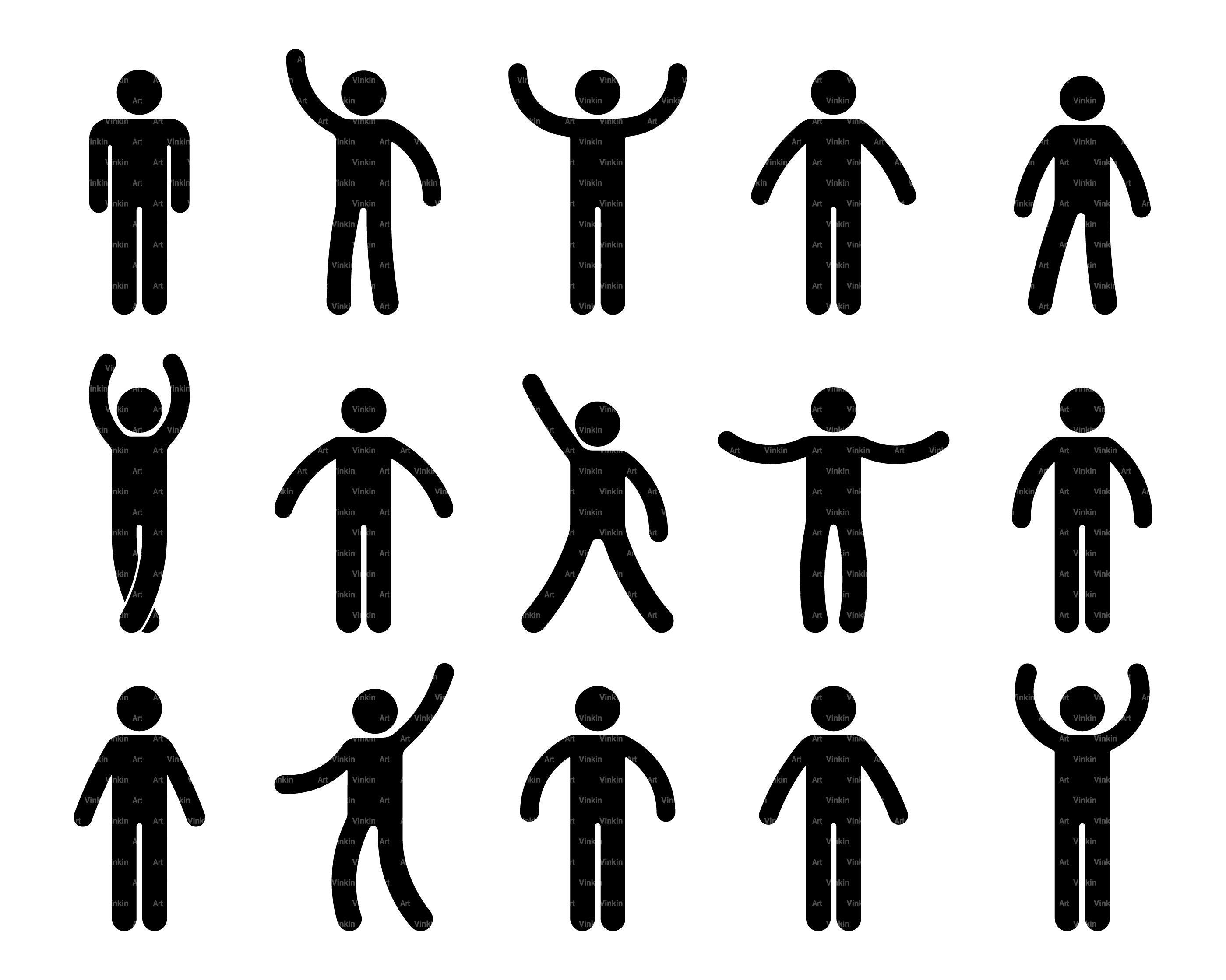 Basic Standing Poses Stick Figure Man Male Person People Human Body ...