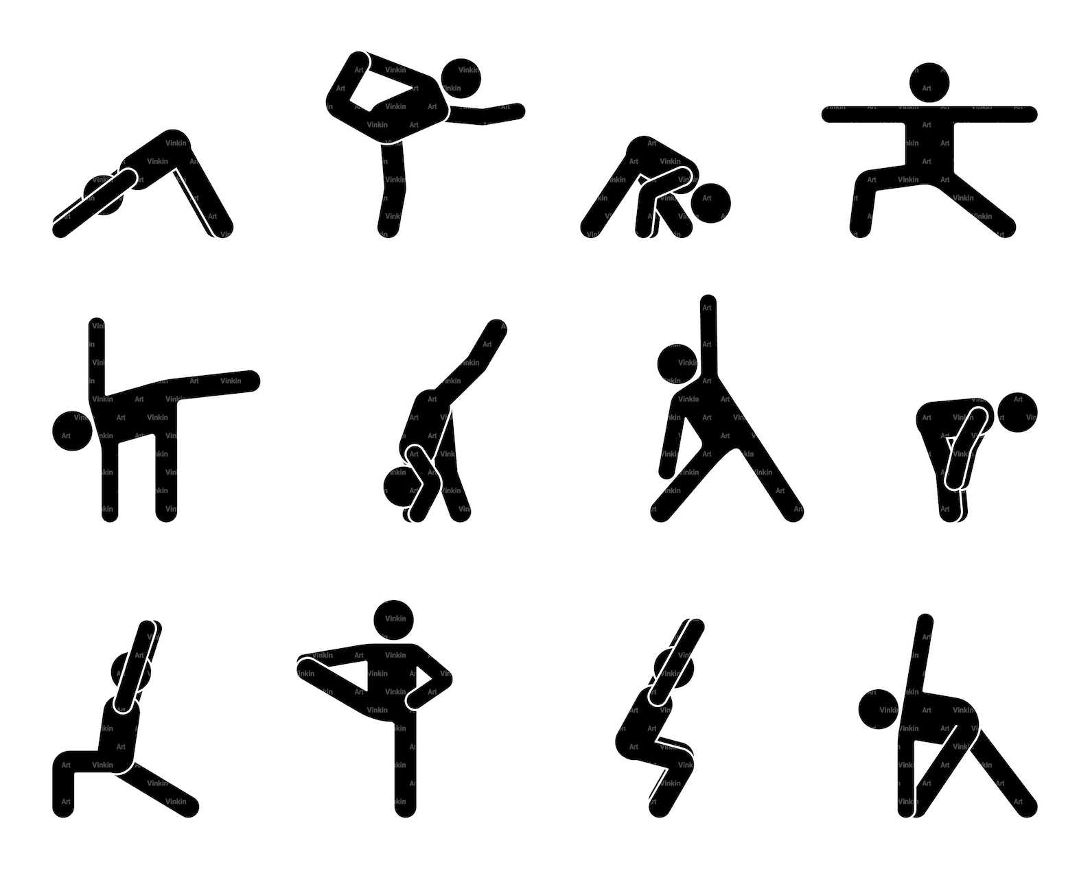 Workout Basic Yoga Fitness Gym Stick Figure Man Person People Exercise ...