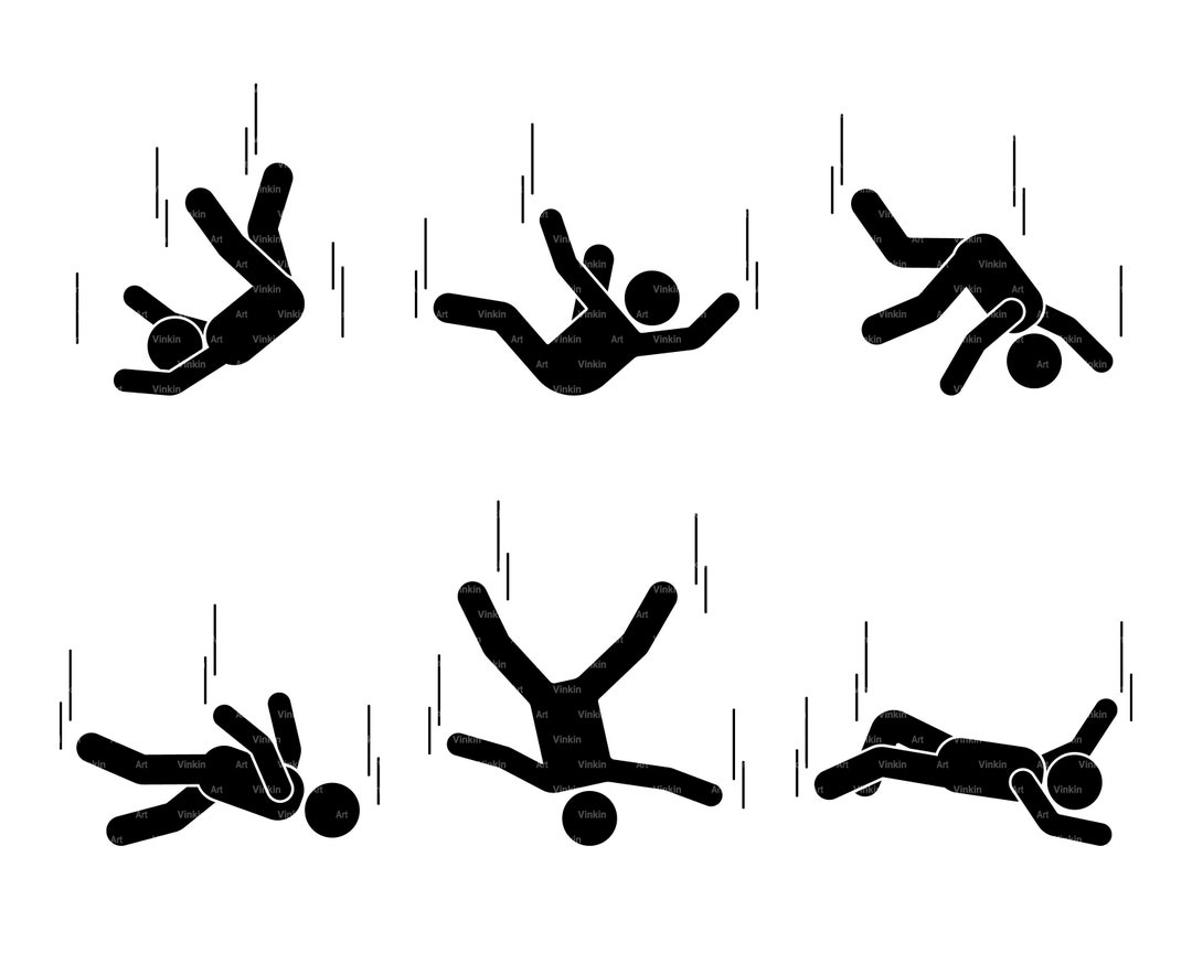 Falling Flying Stick Figure Man People Person Fall Down Free Fly Icon ...