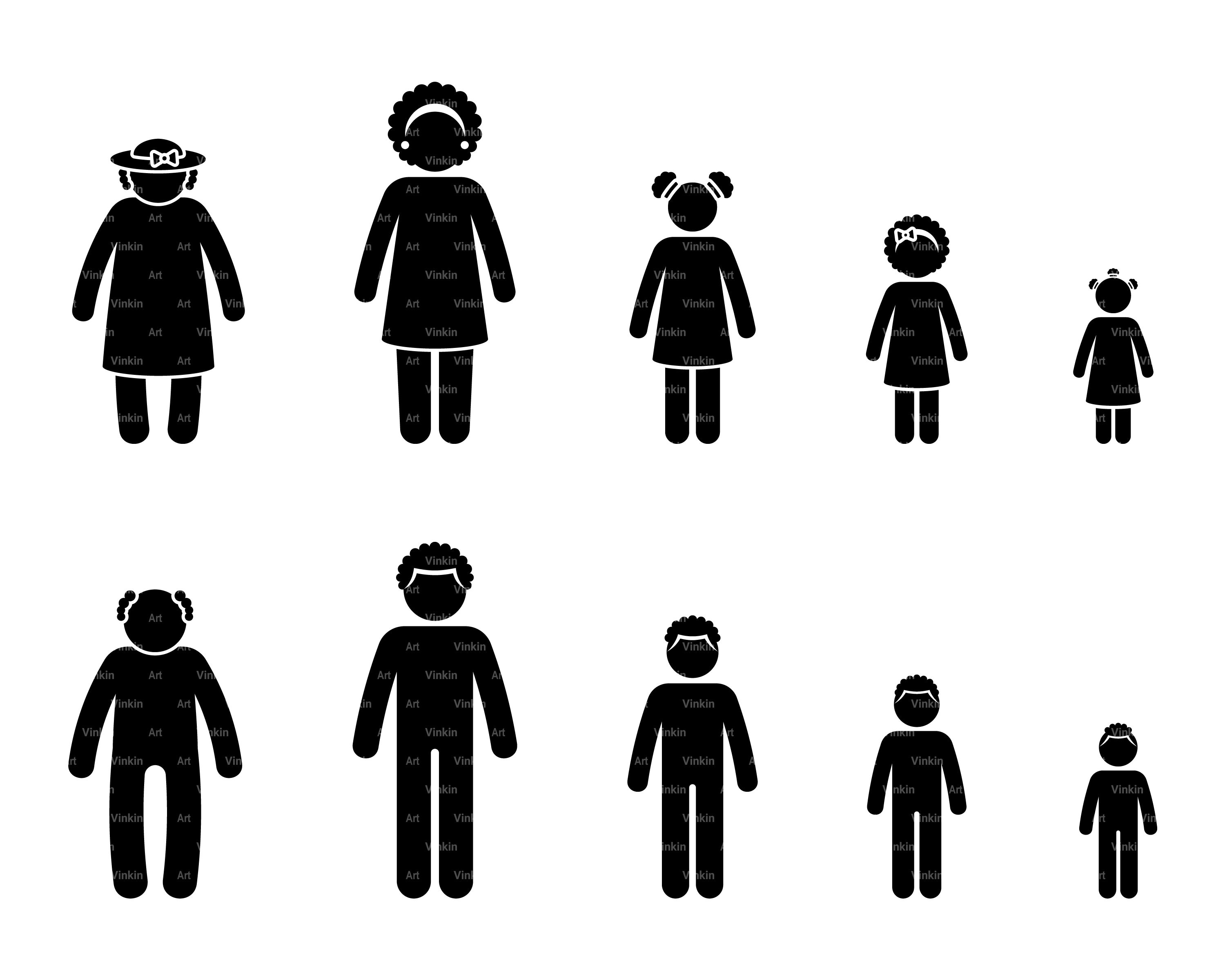 Stick Figure Man Woman Grandpa Grandma Teen Kid Generation Stickman ...