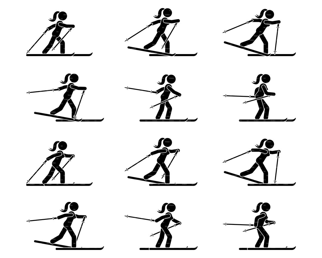 Ski Skiing Skier Woman Winter Sports Snow Stick Figure Man People ...