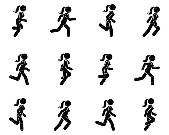 Stick Figures Running Clip Art