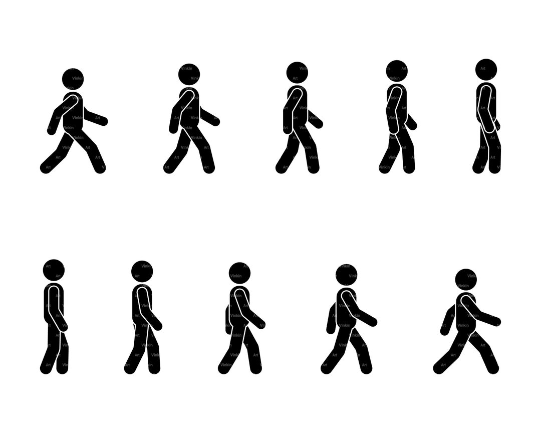 Walking Stick Figure Man Person People Move Run Step Walk Sequence Icon ...
