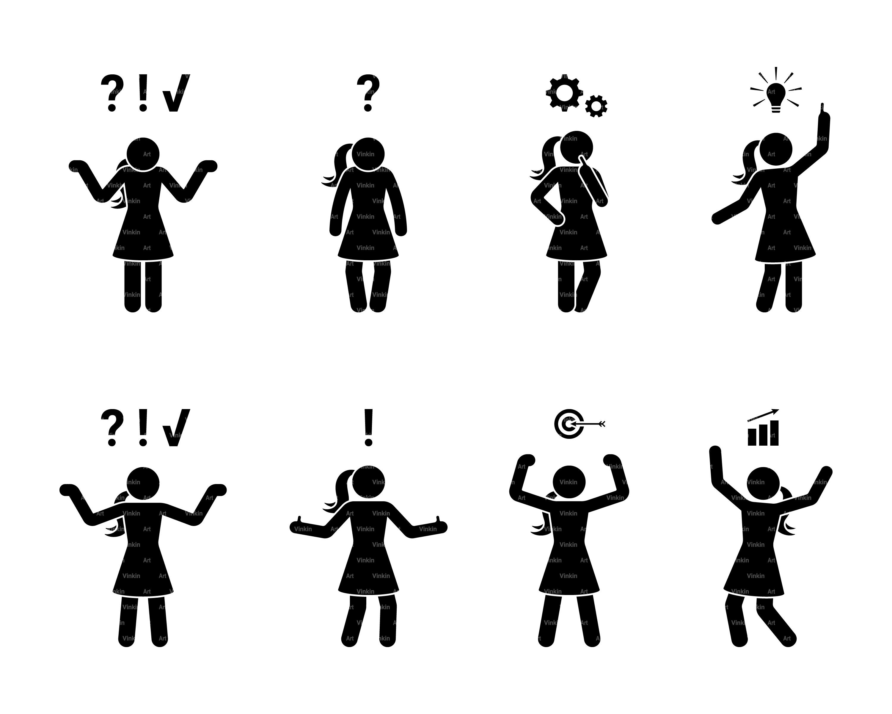 Stick Figure Woman Problem Solution Question Mark Creative Idea ...